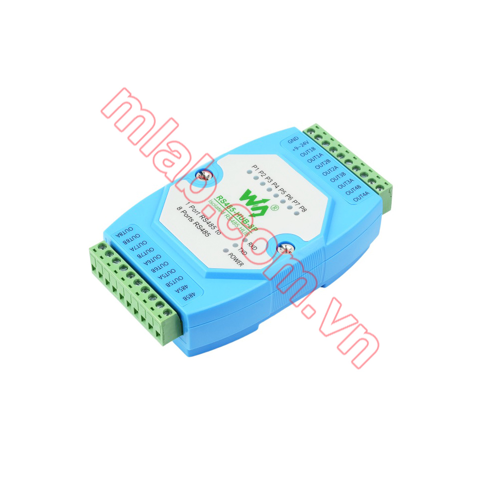 Industrial-grade Isolated 8-ch RS485 Hub, Rail-mount Support, Wide Baud rate Range